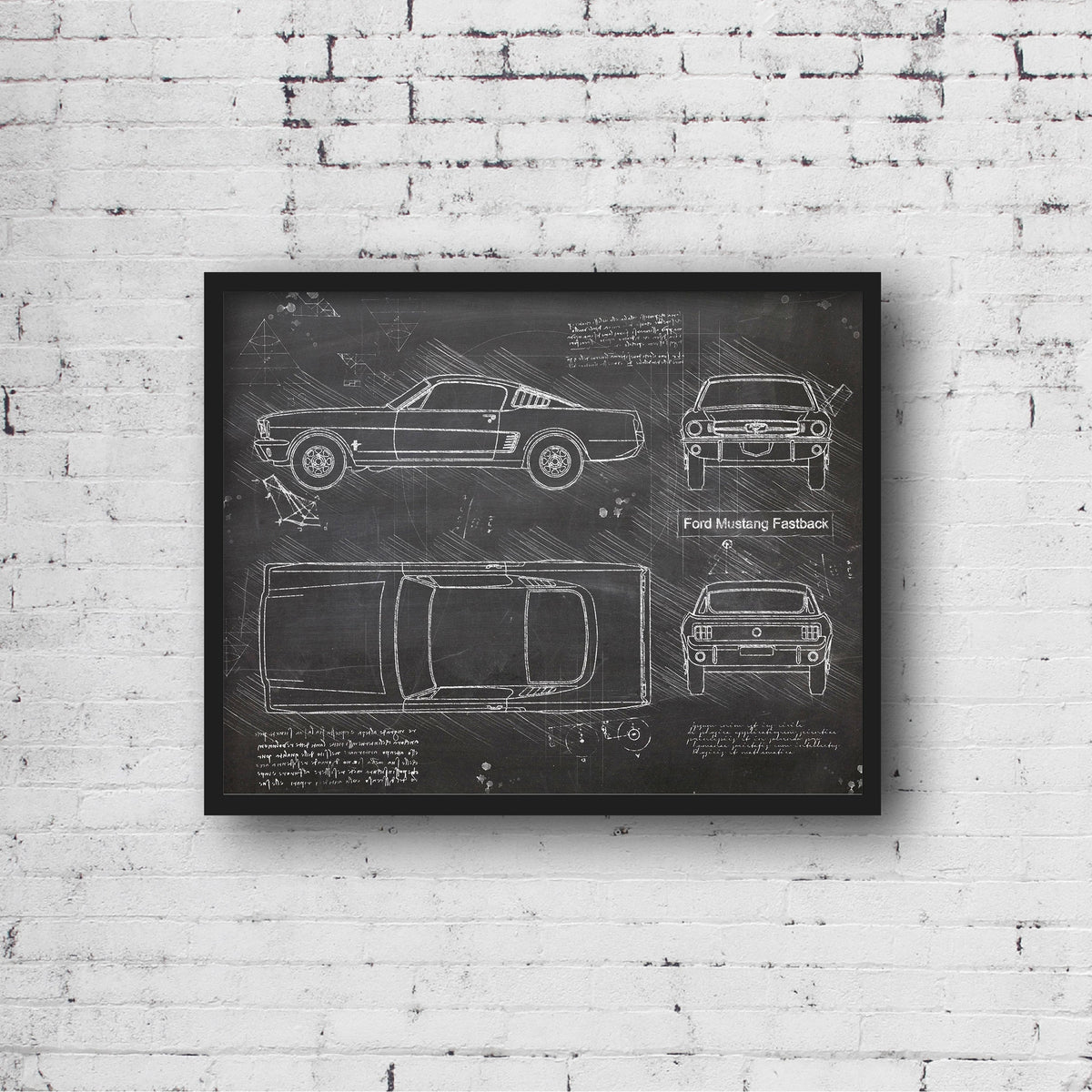 Ford Mustang Fastback (1964 - 1966) Sketch Art Print - Sketch Style, C ...