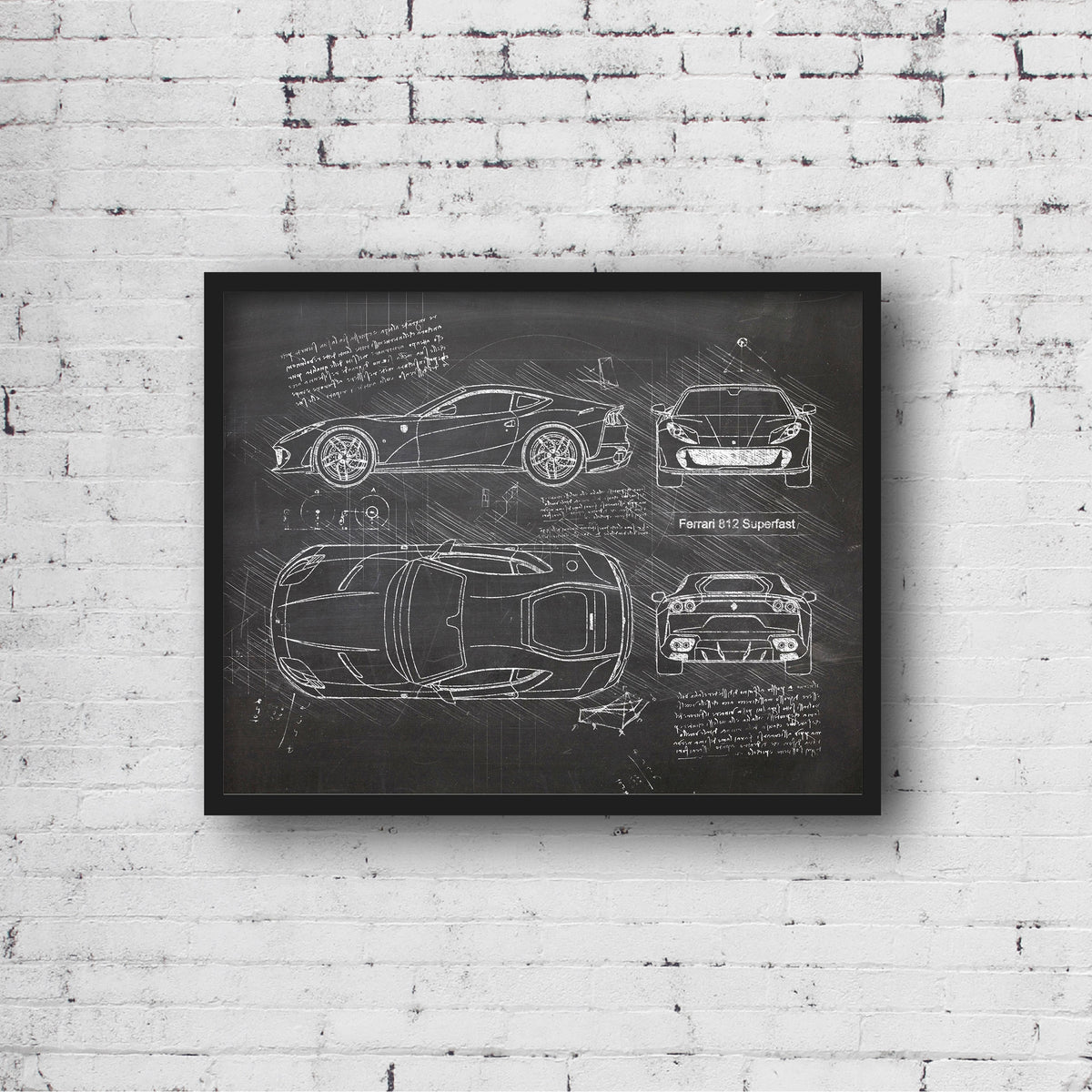 Ferrari 812 Superfast (2017) da Vinci Sketch Art Print | DolanPaperCo