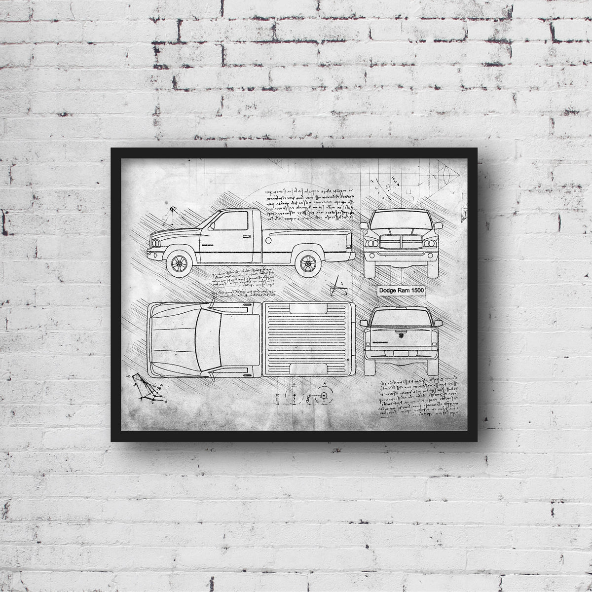 Dodge Ram 1500 (2002-09) da Vinci Sketch Art Print | DolanPaperCo