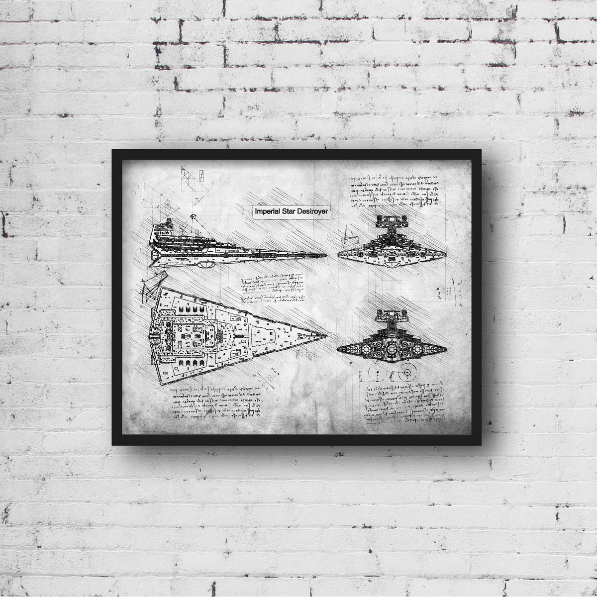 StarWars Imperial Star Destroyer da Vinci Sketch Art Print – DolanPaperCo