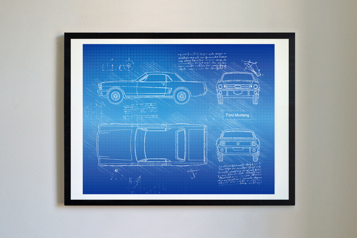 Ford Mustang (1964-66) da Vinci Sketch Art Print | DolanPaperCo