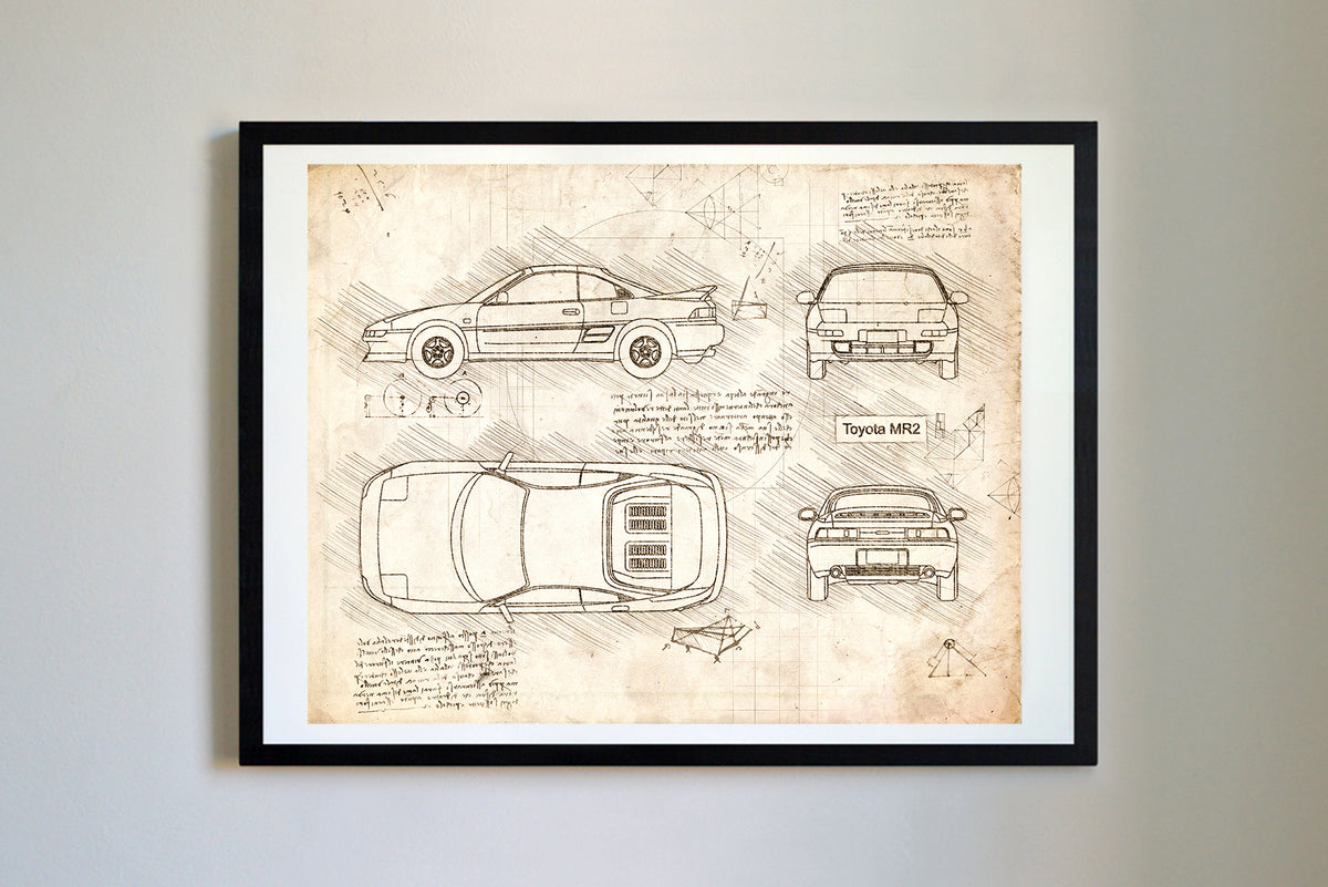 Toyota MR2 (1989) da Vinci Sketch Art Print | DolanPaperCo