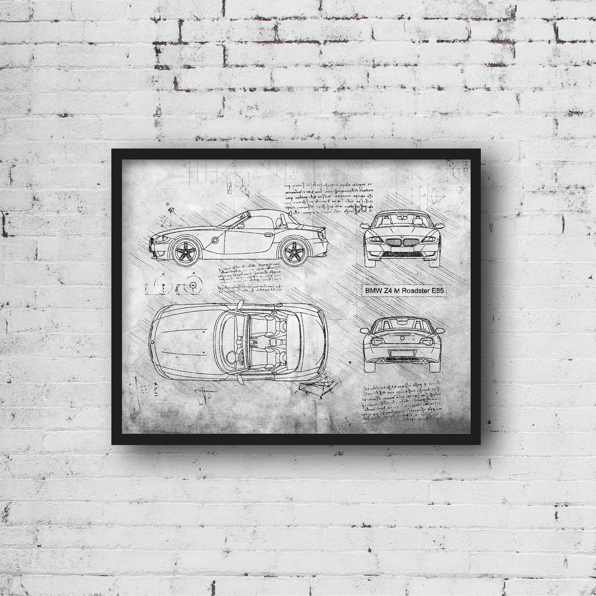 BMW Z4 M Roadster E85 (2006-08) da Vinci Sketch Art Print | DolanPaperCo