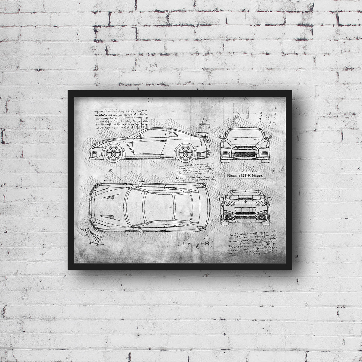Nissan GT-R Nismo (2017-Present) da Vinci Sketch Art Print | DolanPaperCo