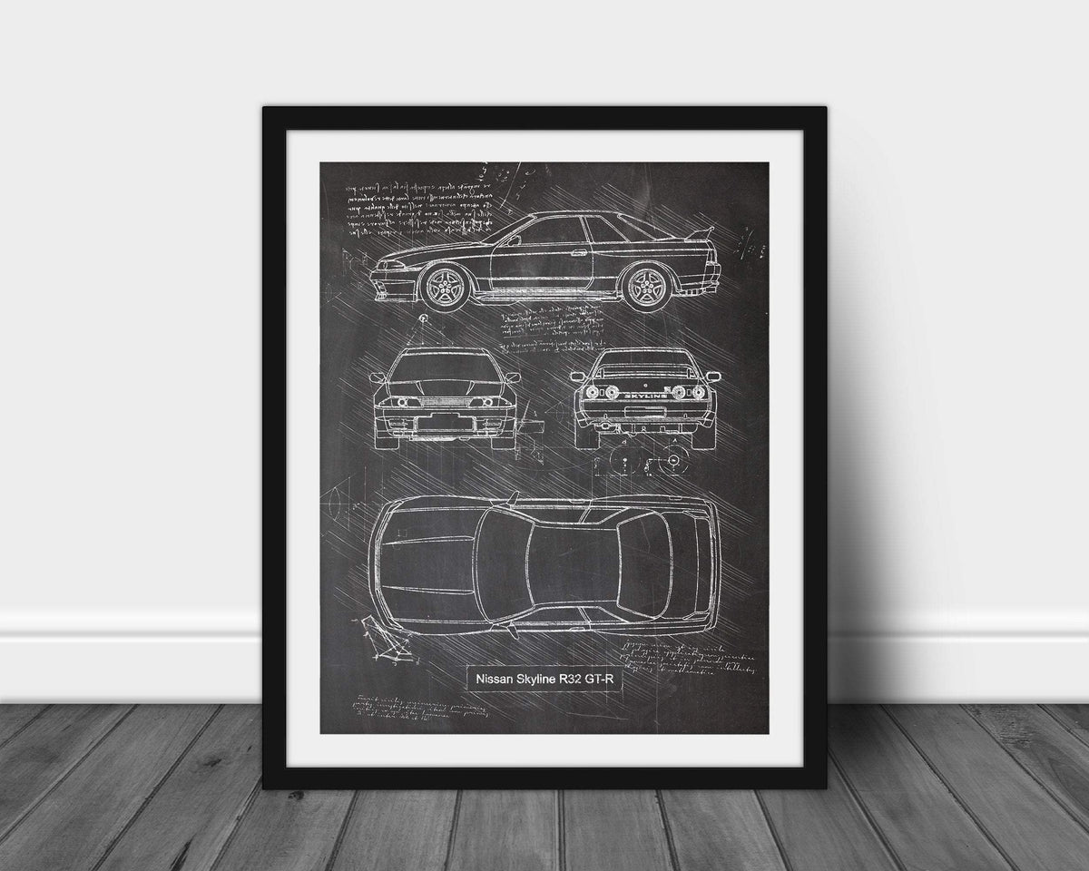 Nissan Skyline R32 GT-R (1989 - 94) Sketch Art Print - Sketch Style, C ...