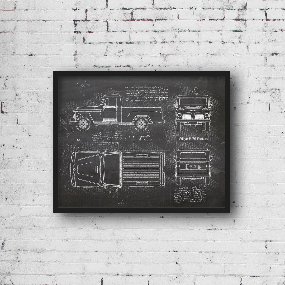 Willys F-75 Pickup (1967) da Vinci Sketch Art Print | DolanPaperCo