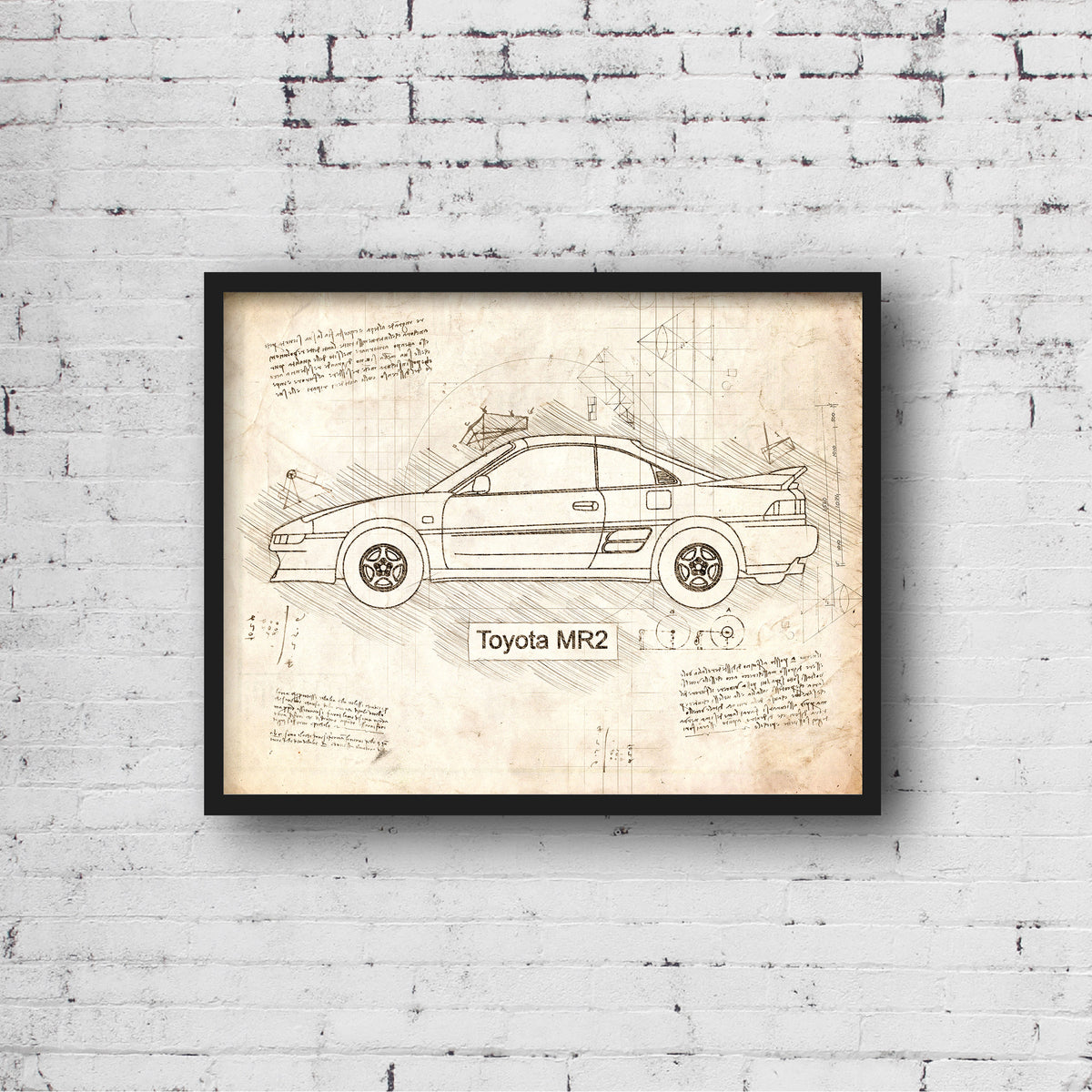 Toyota MR2 (1989-99) da Vinci Sketch Art Print | DolanPaperCo
