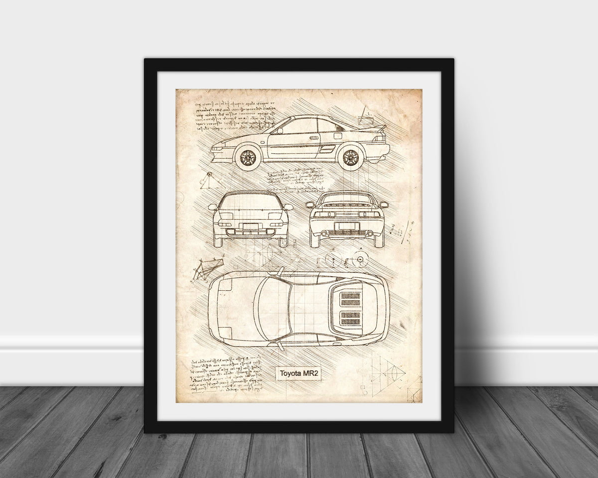 Toyota MR2 (1989-99) da Vinci Sketch Art Print | DolanPaperCo